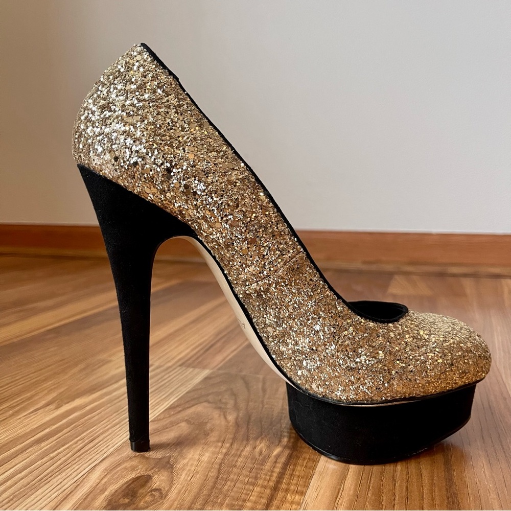 Velvet Platform & Sequin Body Heels - Gem